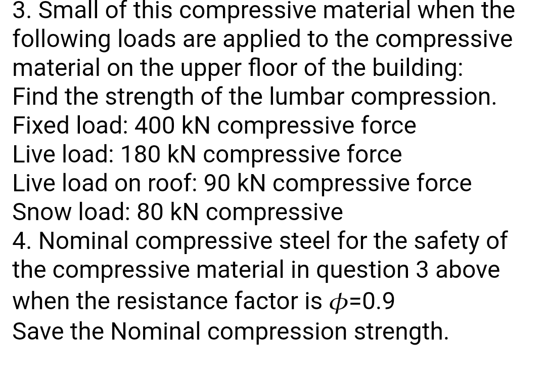 Solved 3. Small of this compressive material when the | Chegg.com