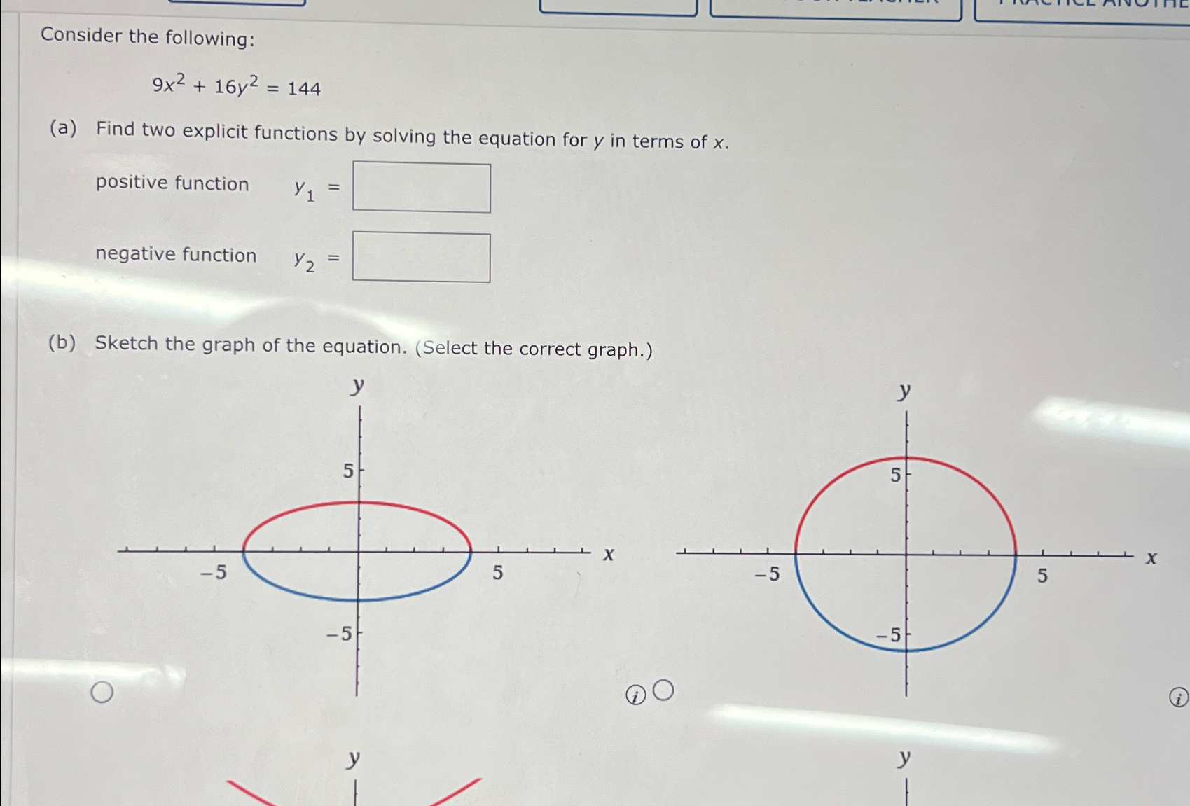 Solved Consider the following:9x2+16y2=144(a) ﻿Find two | Chegg.com