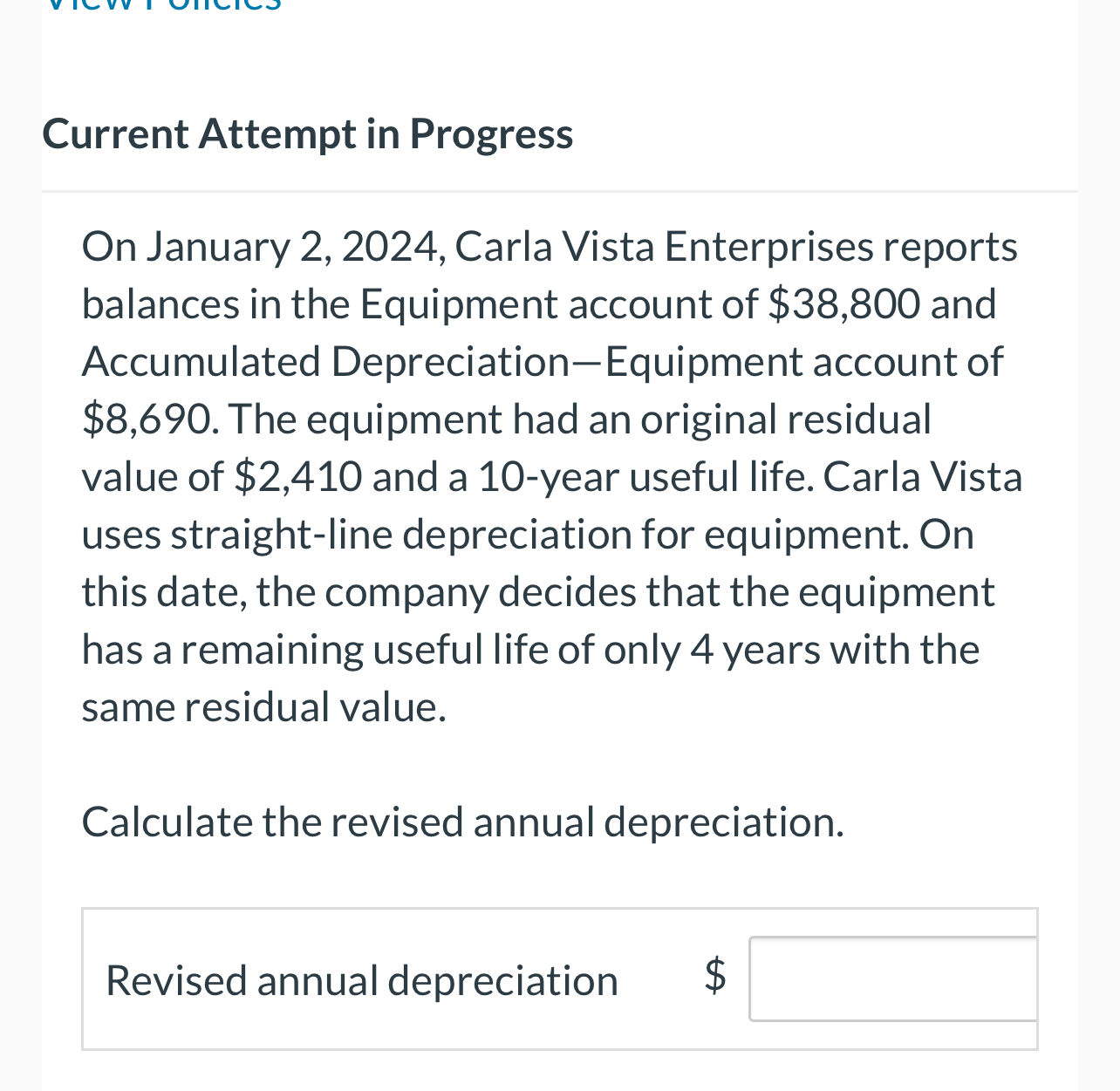 Solved Current Attempt in ProgressOn January 2, 2024, ﻿Carla | Chegg.com