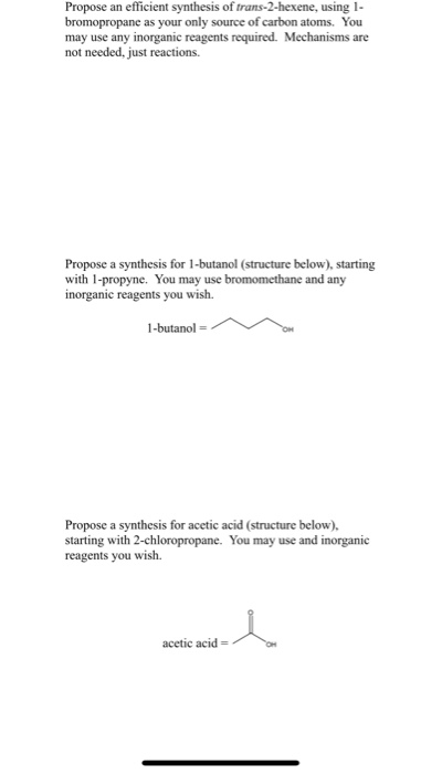 Solved Propose an efficient synthesis of trans-2-hexene, | Chegg.com