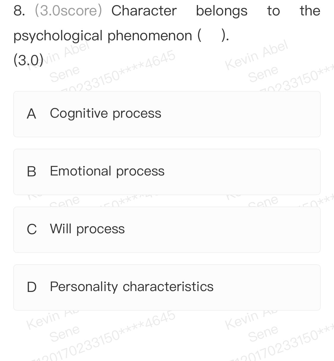 Solved This is a psychology question Character belongs to | Chegg.com