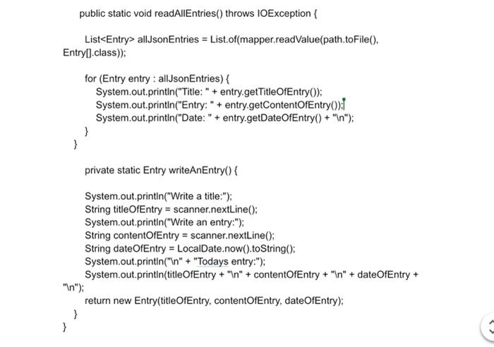 Solved This first java class: public class Entry i private | Chegg.com
