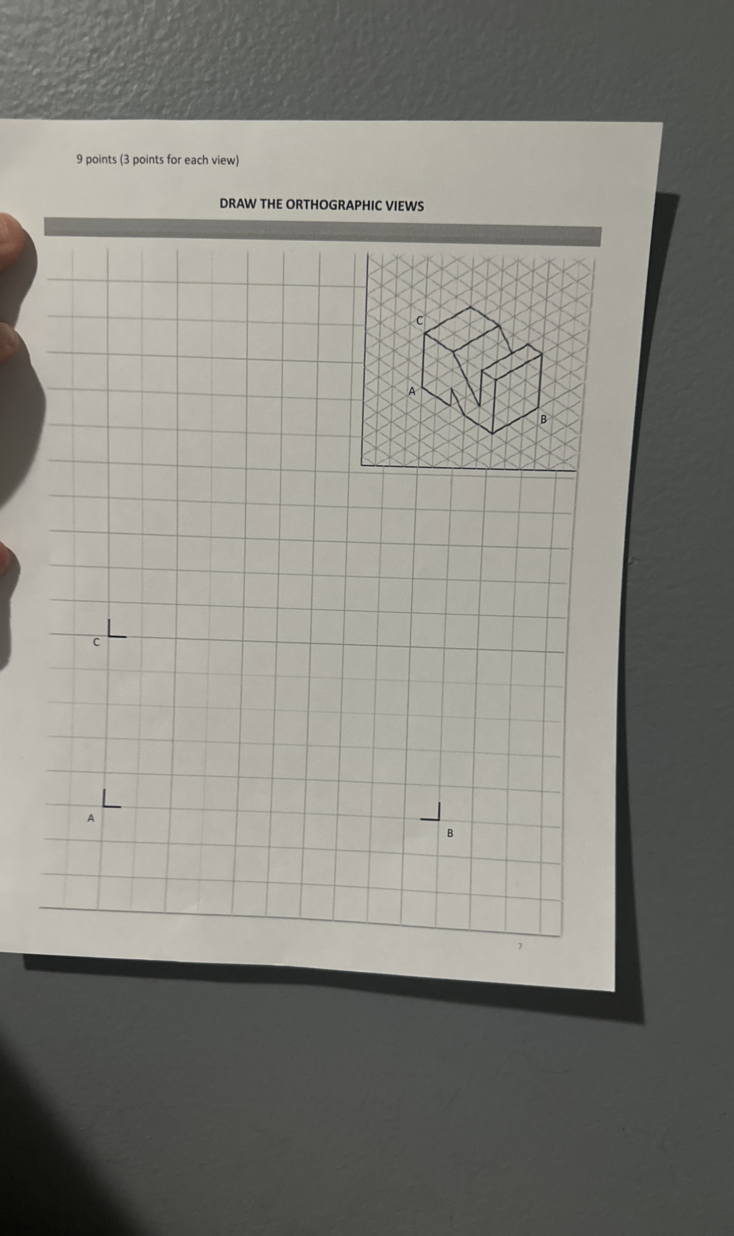 Solved How to solve 9 ﻿points ( 3 ﻿points for each view)DRAW | Chegg.com