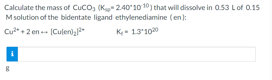 Solved Calculate the mass of CuCO3(Ksp=2.40**10-10) ﻿that | Chegg.com