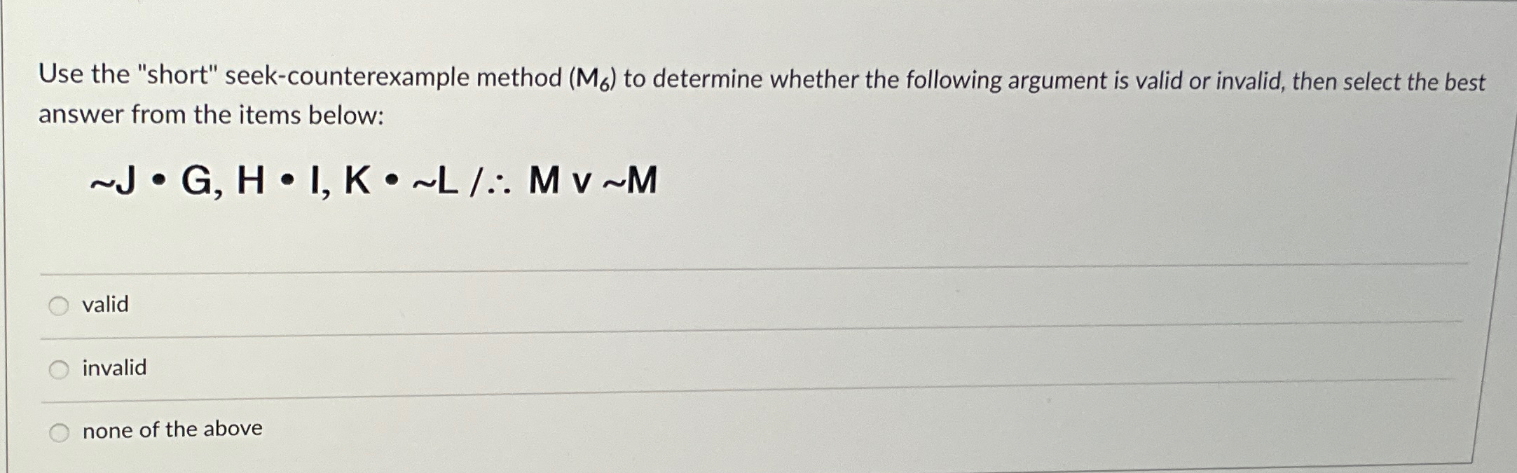 Use The Short Seek Counterexample Method M6 ﻿to 