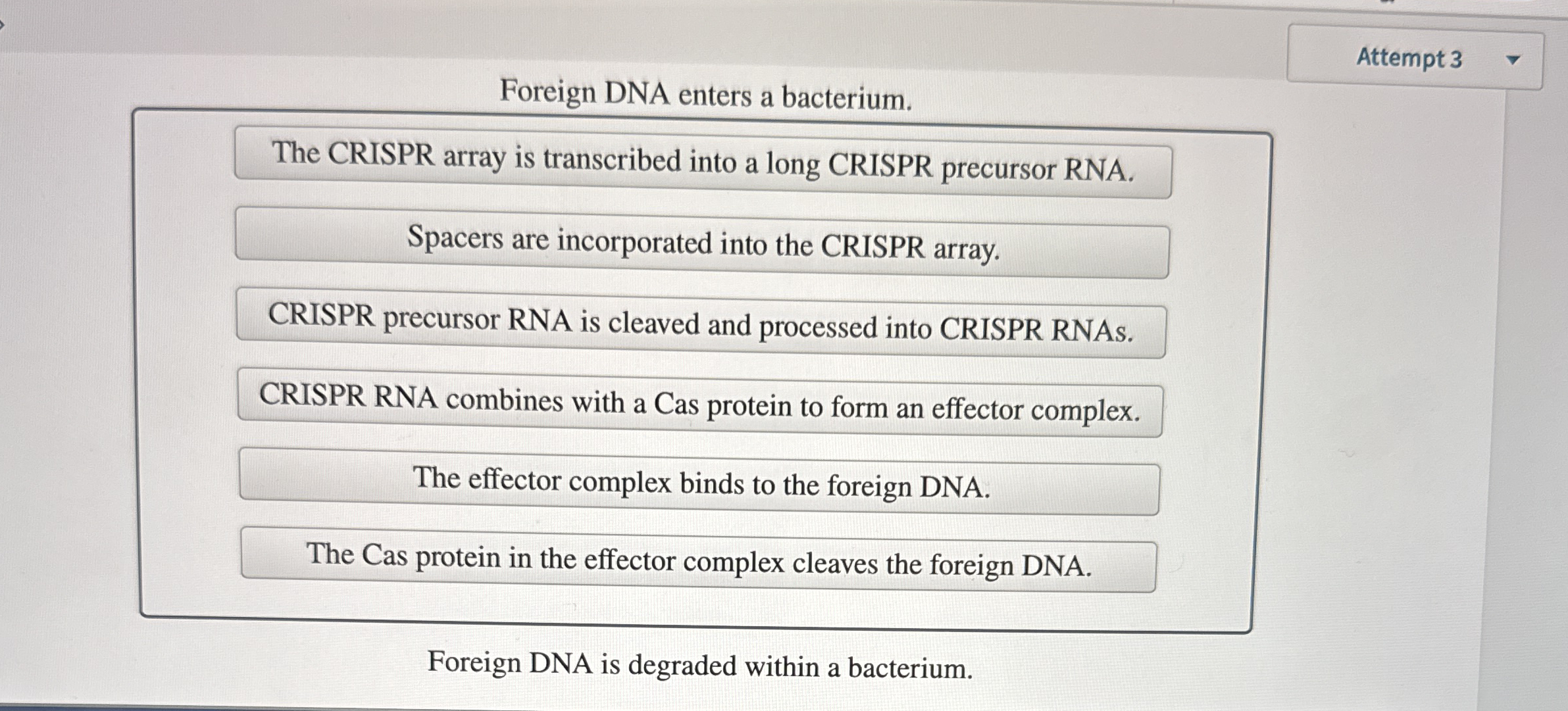 Solved Foreign DNA enters a bacterium.The CRISPR array is | Chegg.com
