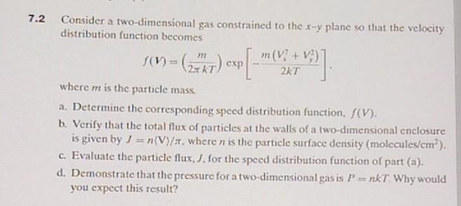 Solved 2 Consider a two-dimensional gas constrained to the | Chegg.com