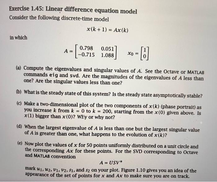 Exercise 1 45 Linear Difference Equation Model