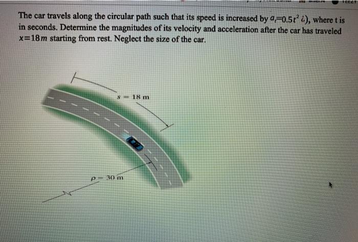 Solved The car travels along the circular path such that its | Chegg.com