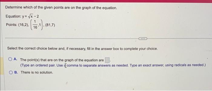 Solved Determine which of the given points are on the graph | Chegg.com