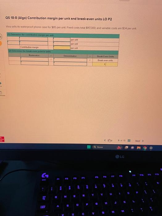 Solved QS 18.8 (Algo) Contribution margin per unit and | Chegg.com