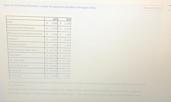 Solved Given the following information, answer the questions | Chegg.com