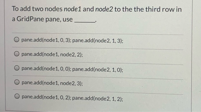 Solved To add two nodes node1 and node2 to the the third row | Chegg.com