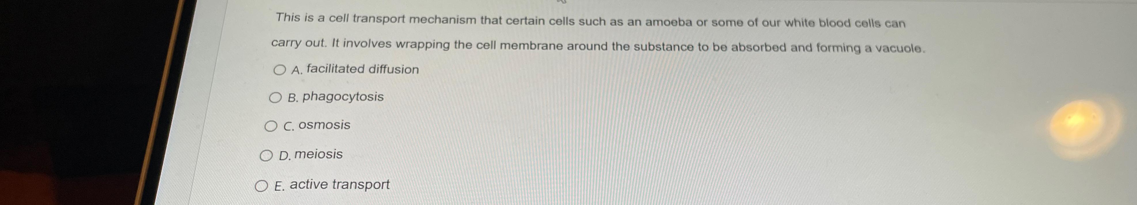 Solved This is a cell transport mechanism that certain cells | Chegg.com