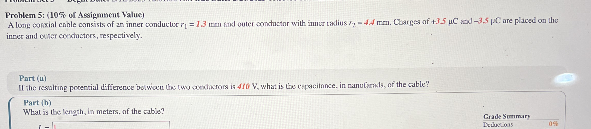 Solved Problem 5: ( 10% ﻿of Assignment Value)A long coaxial | Chegg.com