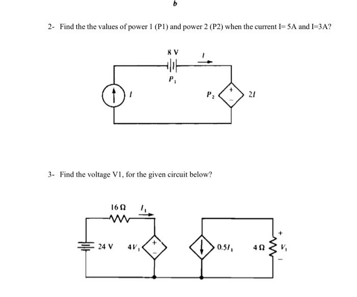 Solved 2- Find the the values of power 1(P1) and power 2(P2) | Chegg.com