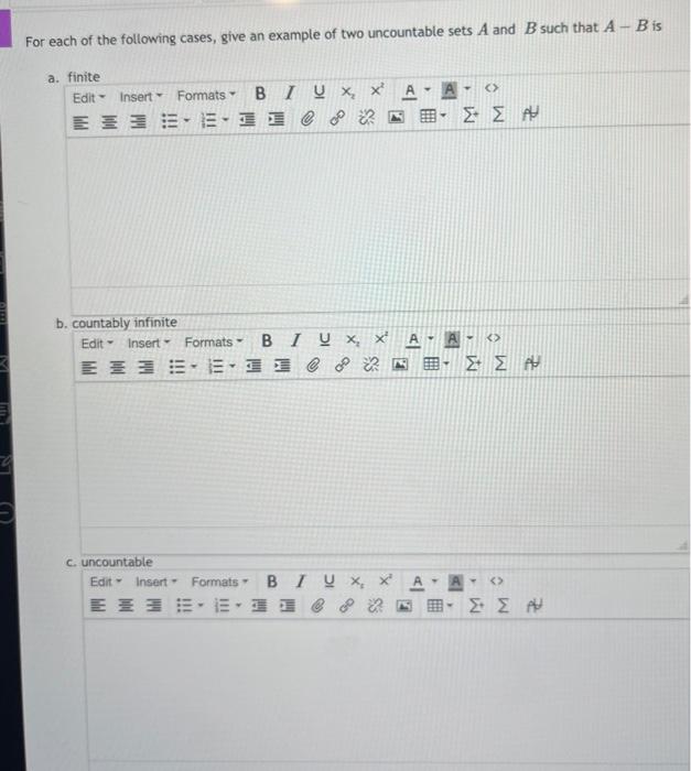Solved For each of the following cases, give an example of | Chegg.com