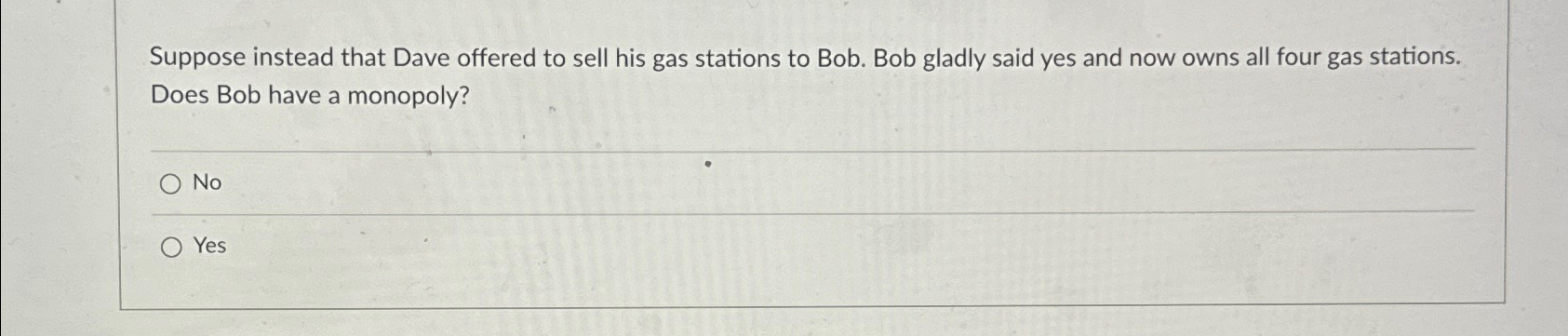 Solved Suppose instead that Dave offered to sell his gas | Chegg.com