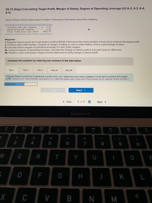 Solved E6-12 (Algo) Calculating Target Profit, Margin of | Chegg.com