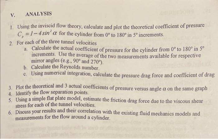 V. ANALYSIS 1. Using the inviscid flow theory, | Chegg.com
