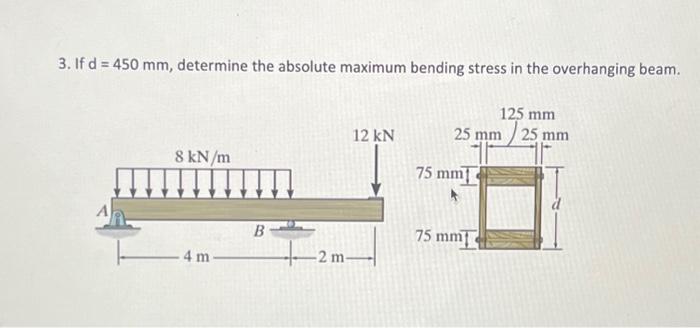 Solved 3. If d = 450 mm, determine the absolute maximum | Chegg.com