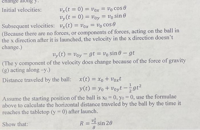Solved Derive the range equation (R = R = sin sin (20)) | Chegg.com