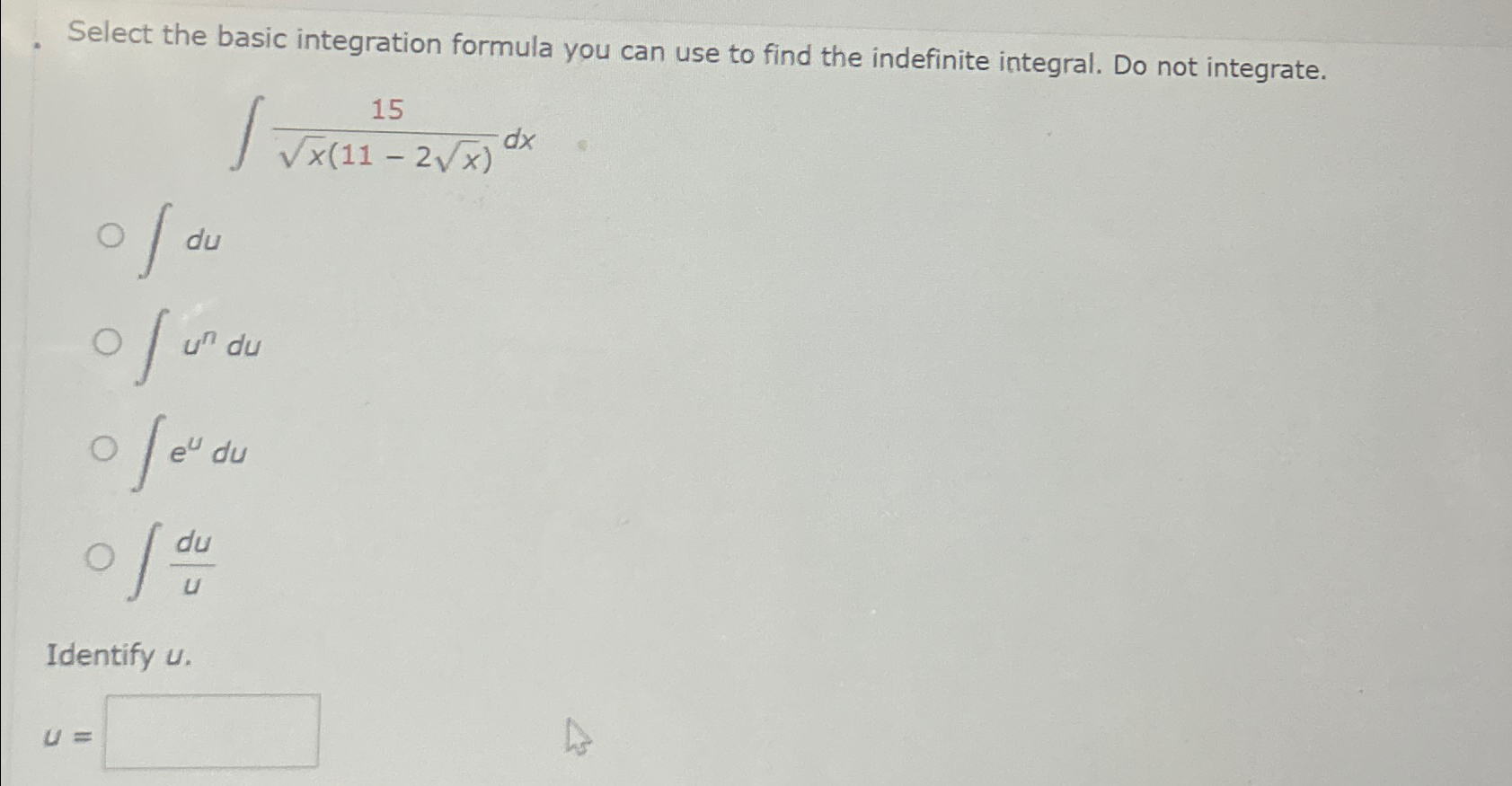 Select the basic integration formula you can use to | Chegg.com
