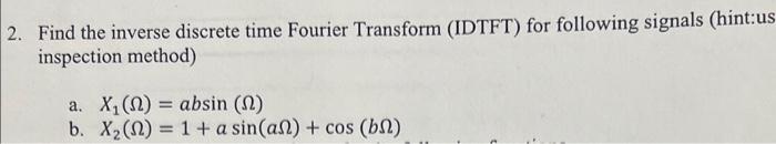 Solved Find the inverse discrete time Fourier Transform | Chegg.com