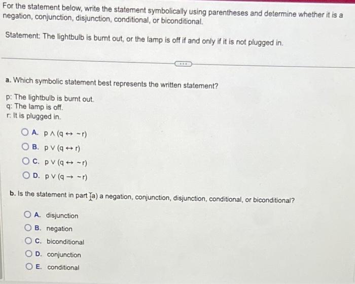 Solved For the statement below, write the statement | Chegg.com