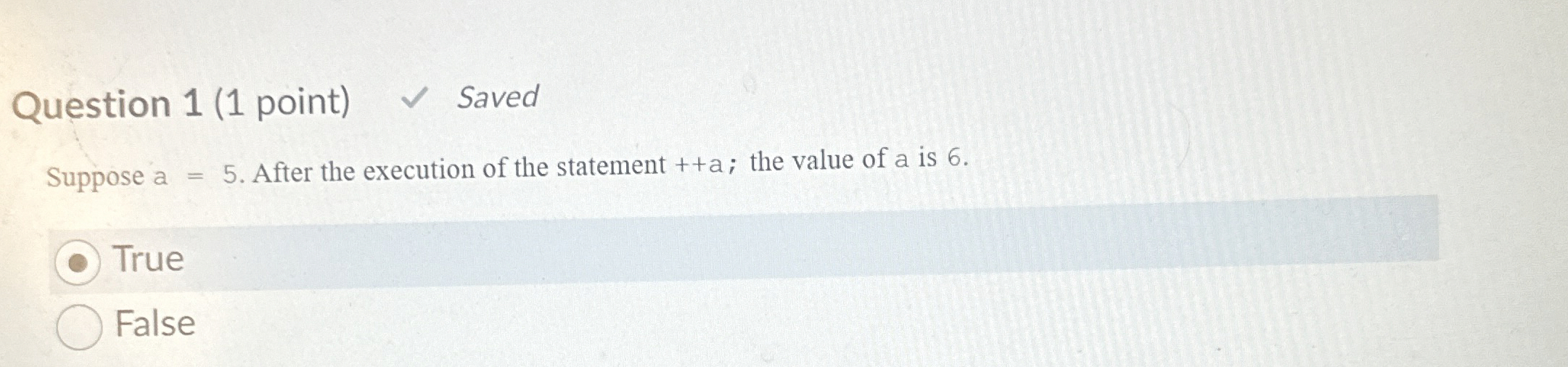 Solved Question 1 (1 ﻿point) ﻿SavedSuppose a=5. ﻿After the | Chegg.com