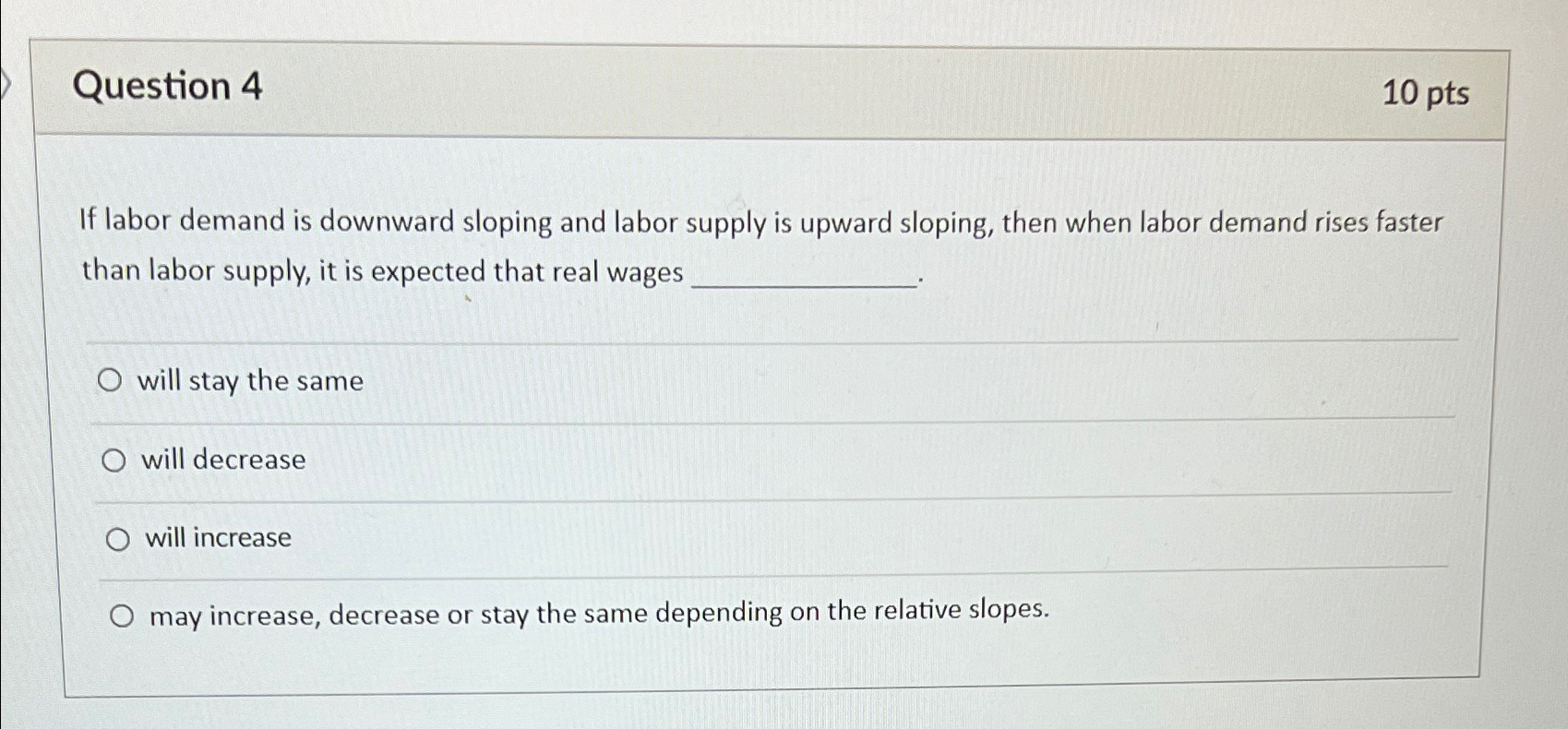 Solved Question 410ptsIf labor demand is downward sloping | Chegg.com