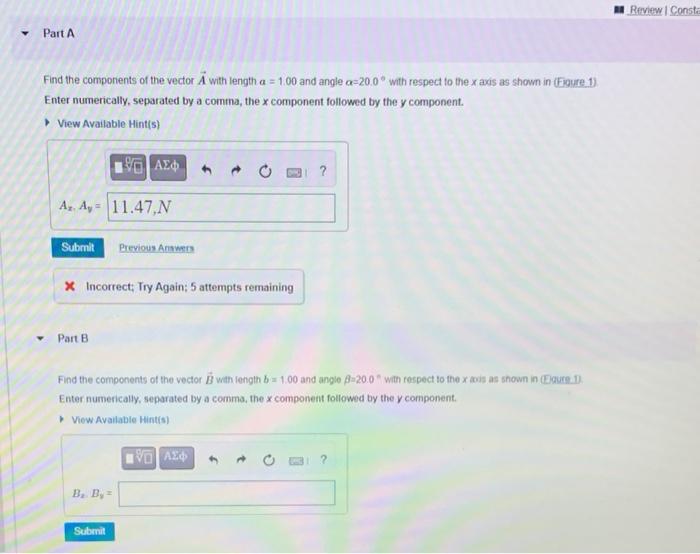 Solved Resolving Vector Components With Trigonometry Oh A 2112