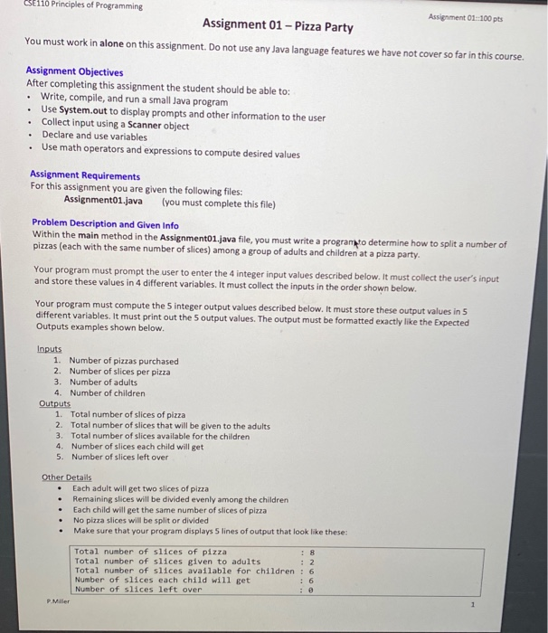 Solved Cse110 Principles Of Programming Assignment 01 100