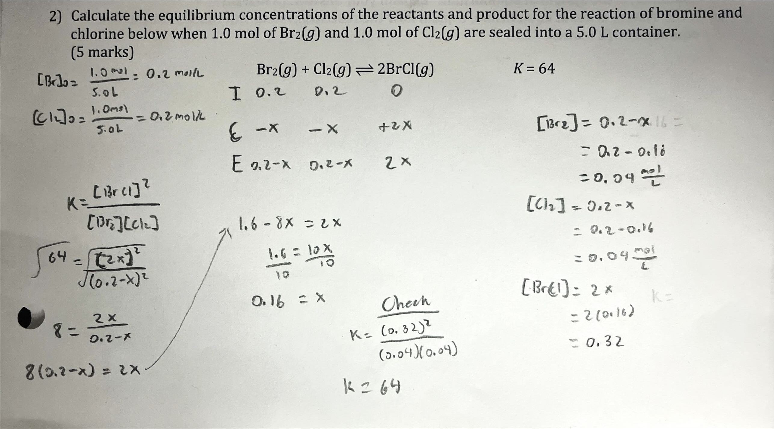 Solved Calculate the equilibrium concentrations of the | Chegg.com