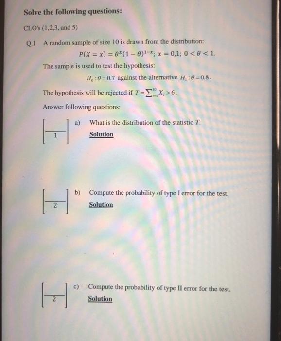 Solved CLO's (1,2,3, and 5) Q.1 A random sample of size 10 | Chegg.com