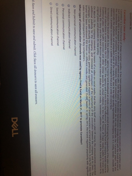Solved QUESTION 56 Carambar case study: Carambar is a French | Chegg.com