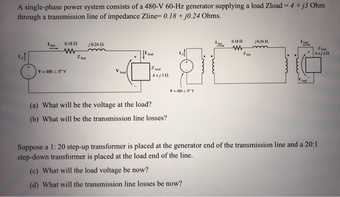 Solved A single-phase power system consists of a 480-V 60-Hz | Chegg.com
