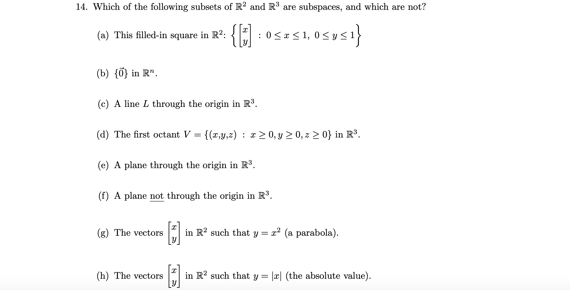 Solved Which of the following subsets of R2 ﻿and R3 ﻿are | Chegg.com