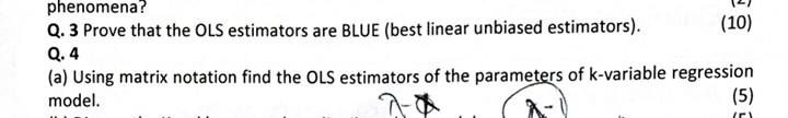 Solved phenomena? Q. 3 Prove that the OLS estimators are | Chegg.com