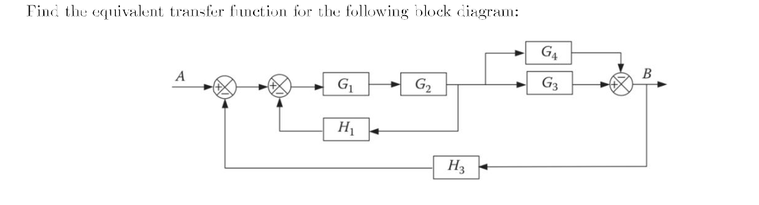 Solved Find the equivalent tranfer function for the | Chegg.com