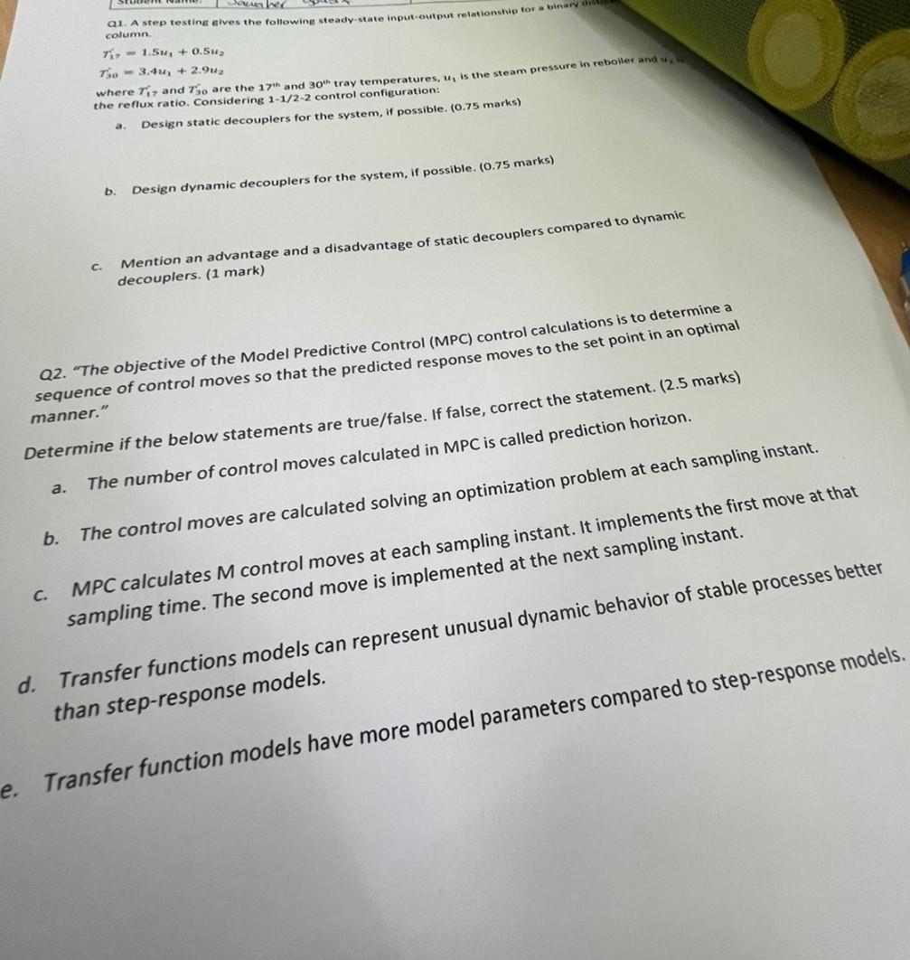 Solved T1=1.5u1+0.5u2T30=3.4u1+2.9u2 where Ti; and T30 are | Chegg.com