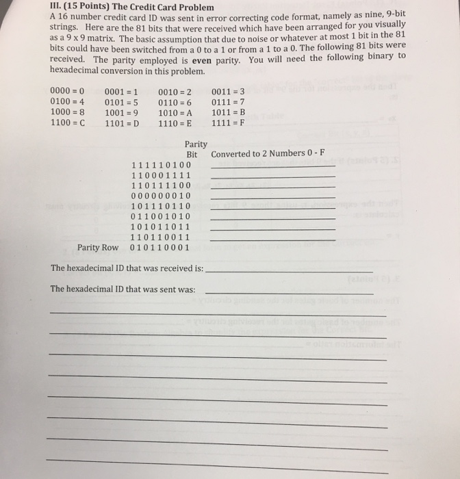 Solved 111. (15 Points) The Credit Card Problem credit card | Chegg.com