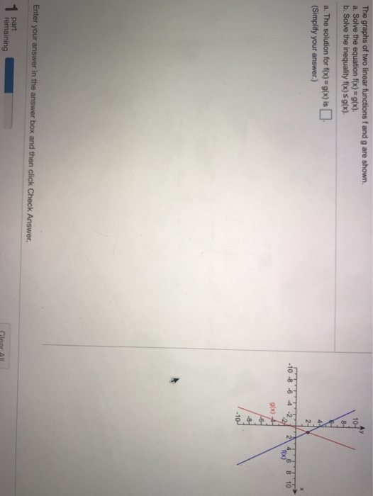 Solved The graphs of two linear functions fand g are shown. | Chegg.com