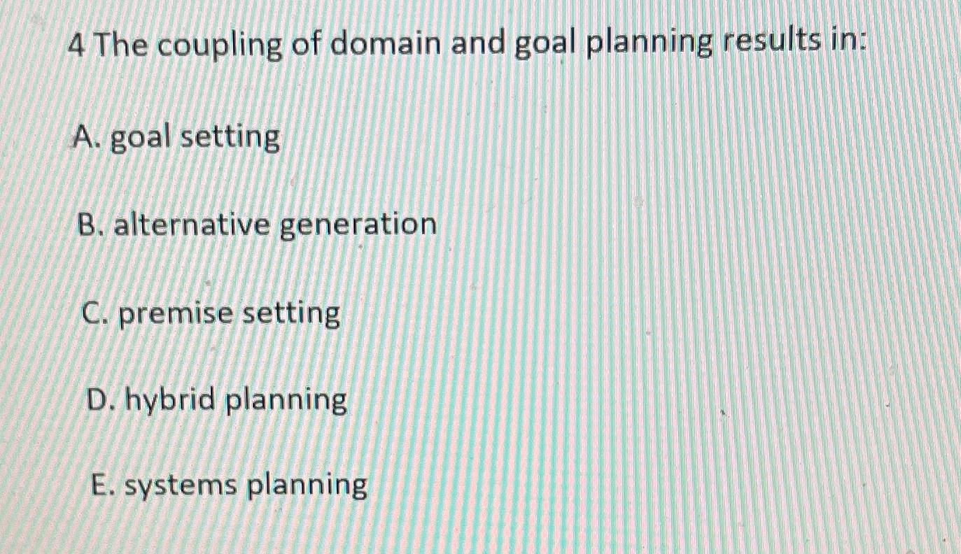 Solved 4 ﻿The coupling of domain and goal planning results | Chegg.com