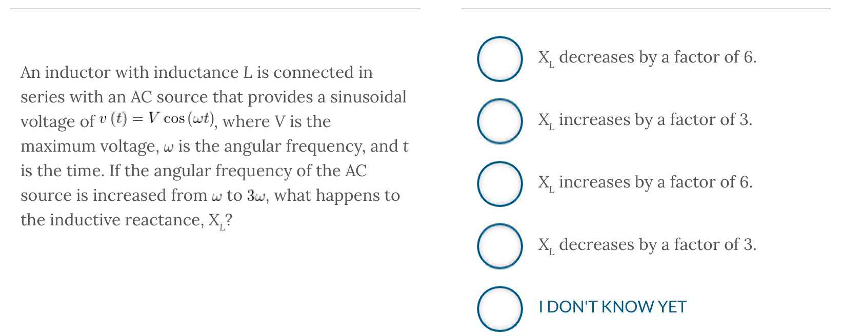 Solved An Inductor With Inductance L ﻿is Connected In Series