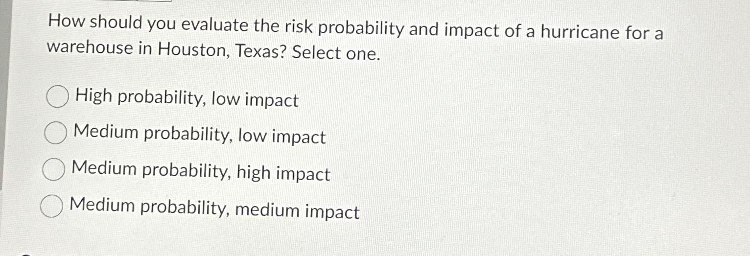 Solved How should you evaluate the risk probability and | Chegg.com