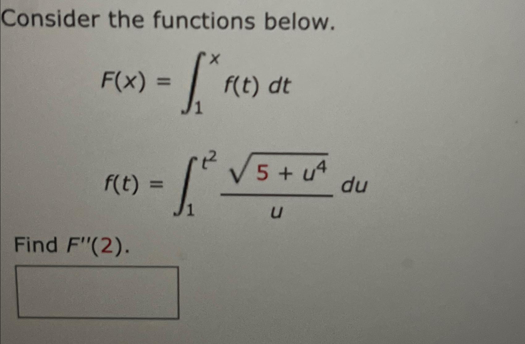 Solved Consider the functions | Chegg.com