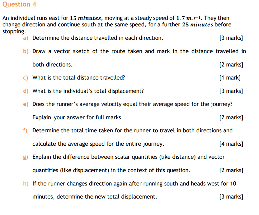 Solved Question 4An individual runs east for | Chegg.com