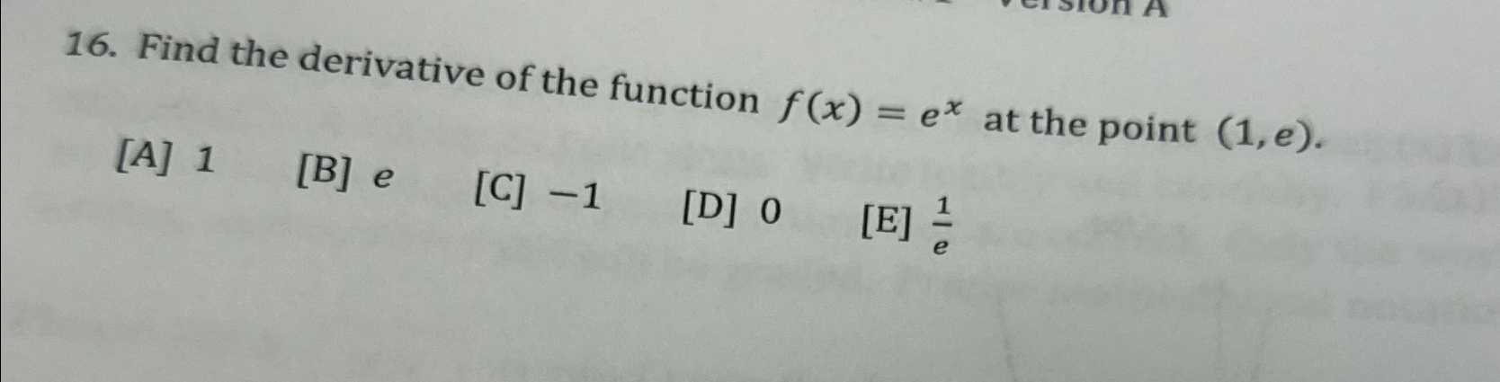 Solved Find the derivative of the function f(x)=ex ﻿at the | Chegg.com