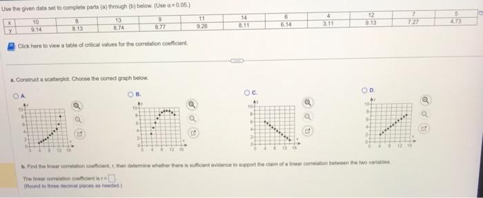 Solved yx Cick here to view a table of critical values for | Chegg.com